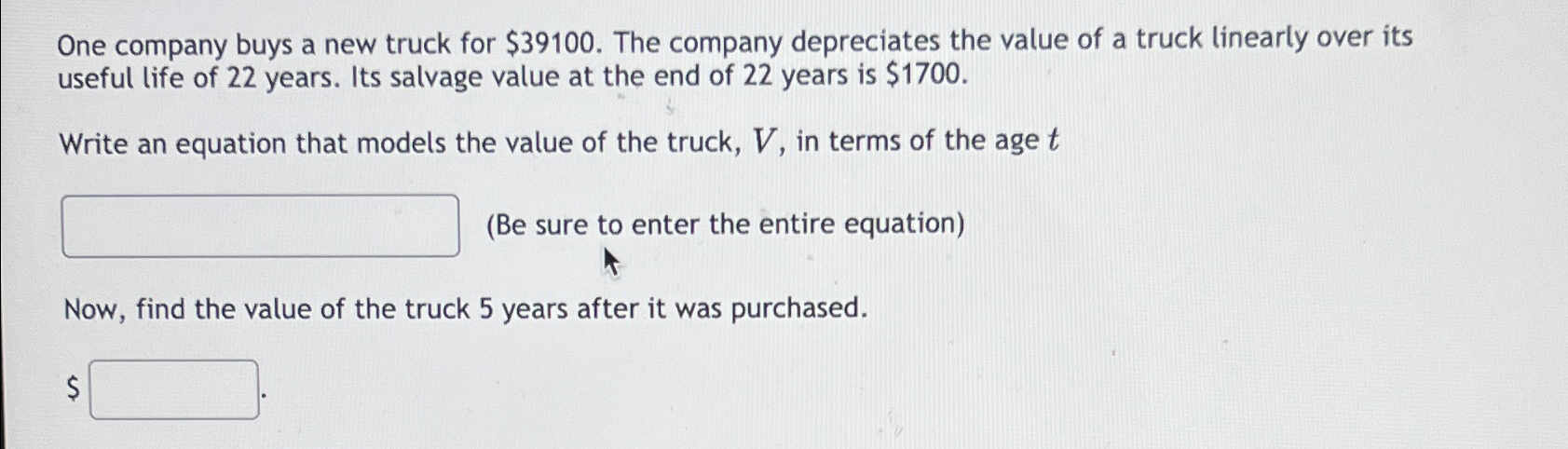 Solved One company buys a new truck for $39100. ﻿The company | Chegg.com