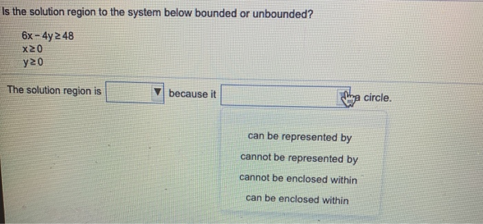 Solved Is the solution region to the system below bounded or | Chegg.com