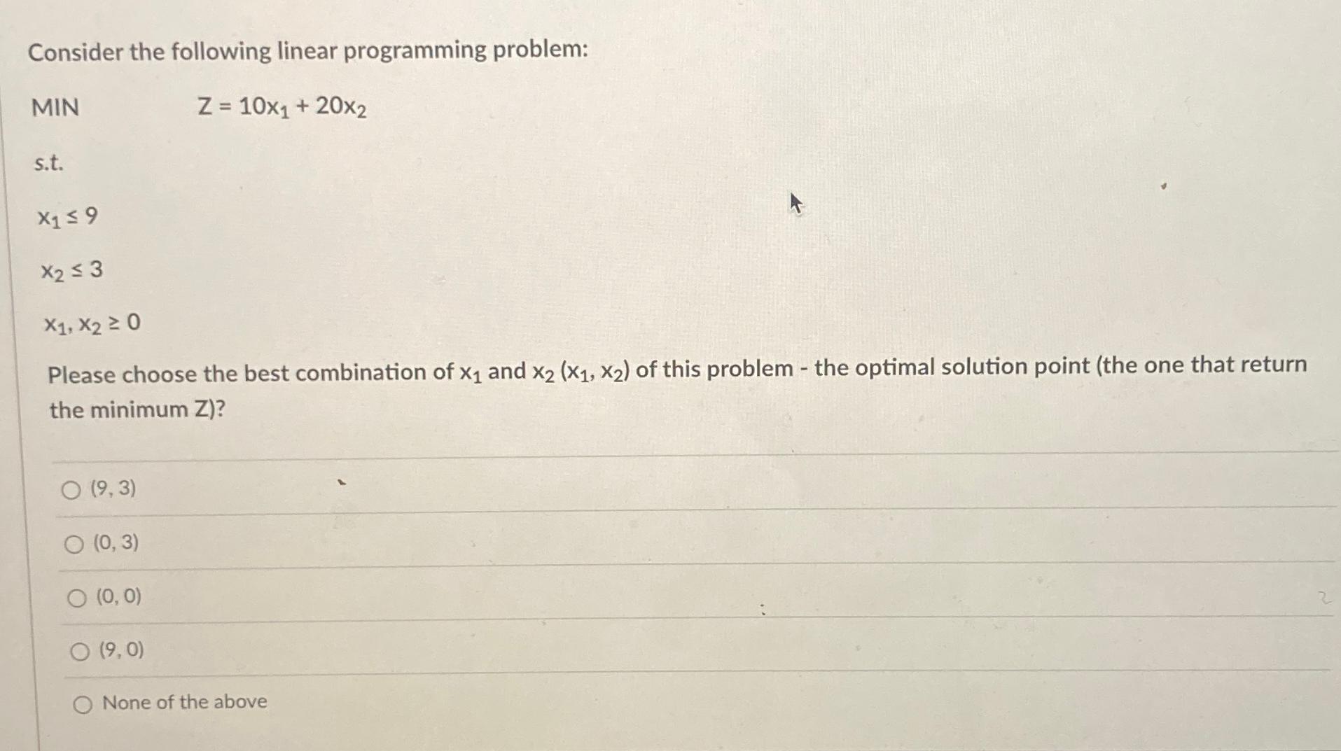 Solved Consider the following linear programming | Chegg.com
