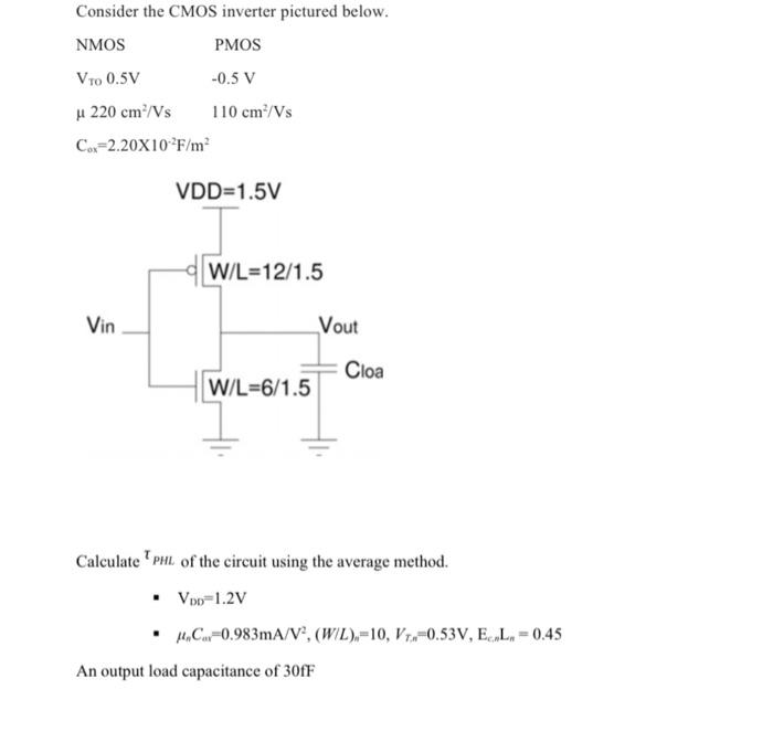 Solved Consider the CMOS inverter pictured below. | Chegg.com