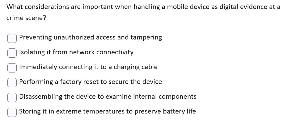 Solved What considerations are important when handling a | Chegg.com
