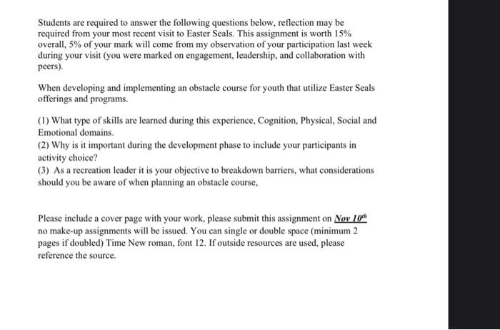 Students are required to answer the following | Chegg.com