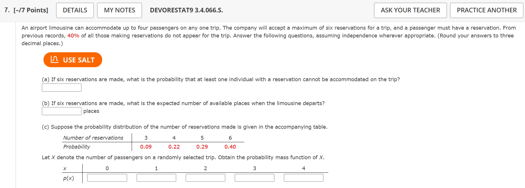 Solved decimal places.)(a) ﻿If six reservations are made, | Chegg.com