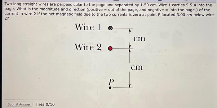 Solved Two long straight wires are perpendicular to the page | Chegg.com