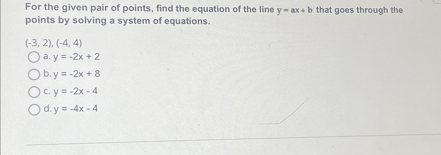 For the given pair of points, find the equation of | Chegg.com
