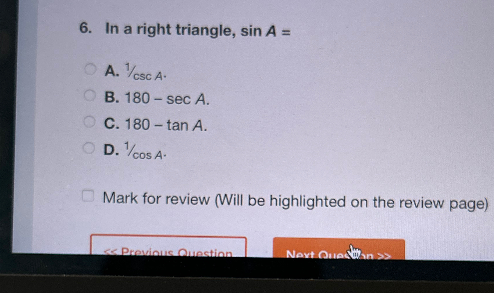 Solved In a right triangle, | Chegg.com