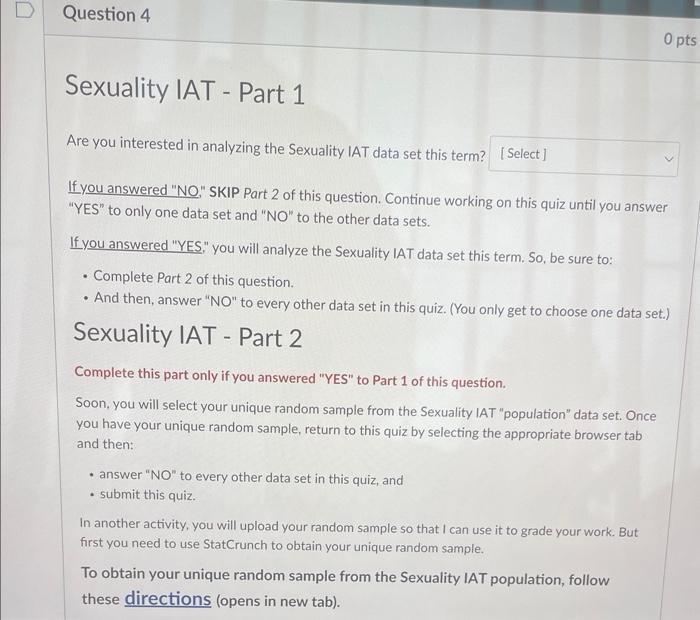 Solved Here are descriptions of the IAT "population" data | Chegg.com