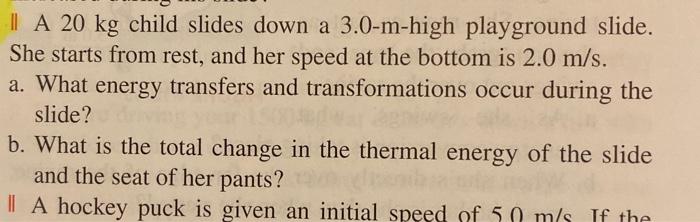 Solved | A 20 kg child slides down a 3.0-m-high playground | Chegg.com
