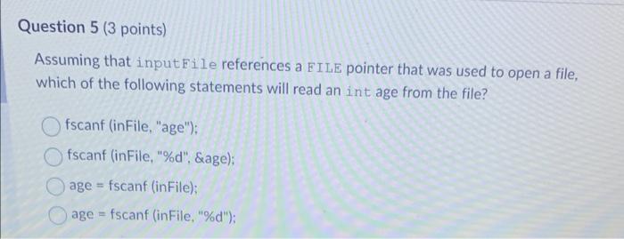 Solved Assuming that input E le references a FILE pointer | Chegg.com