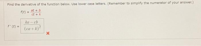 Solved Find The Derivative Of The Function Below Use Lower