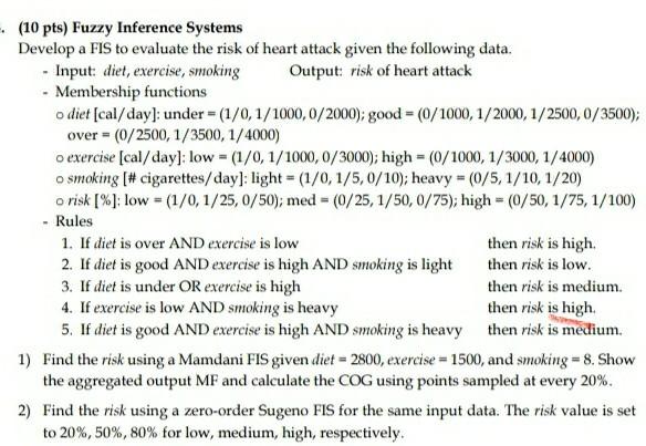 Solved (10 pts) Fuzzy Inference Systems Develop a FIS to | Chegg.com