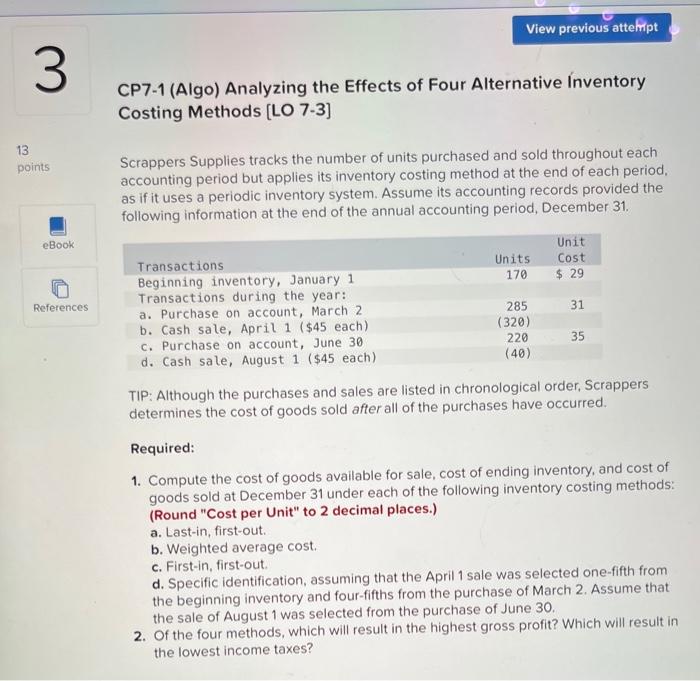 Solved CP7-1 (Algo) Analyzing the Effects of Four | Chegg.com