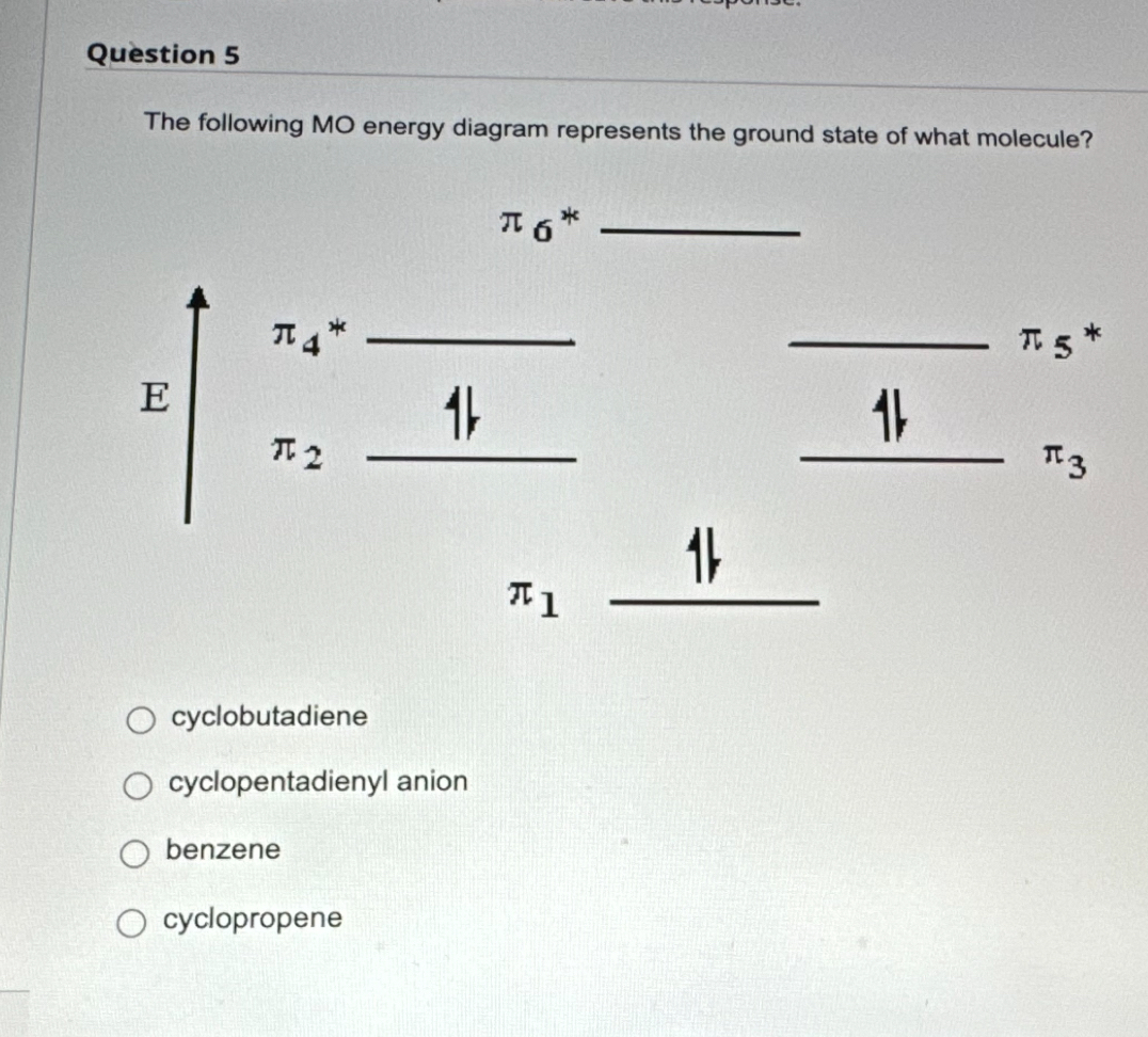 Solved Question 5The following MO energy diagram represents | Chegg.com
