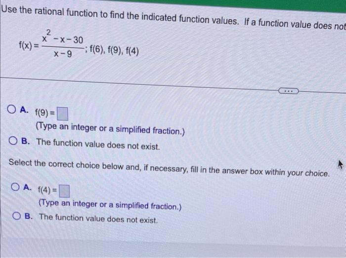 Solved Use the rational function to find the indicated | Chegg.com