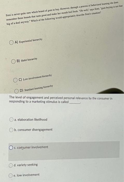 Solved Simi is never quite sure which brand of gum to buy. | Chegg.com