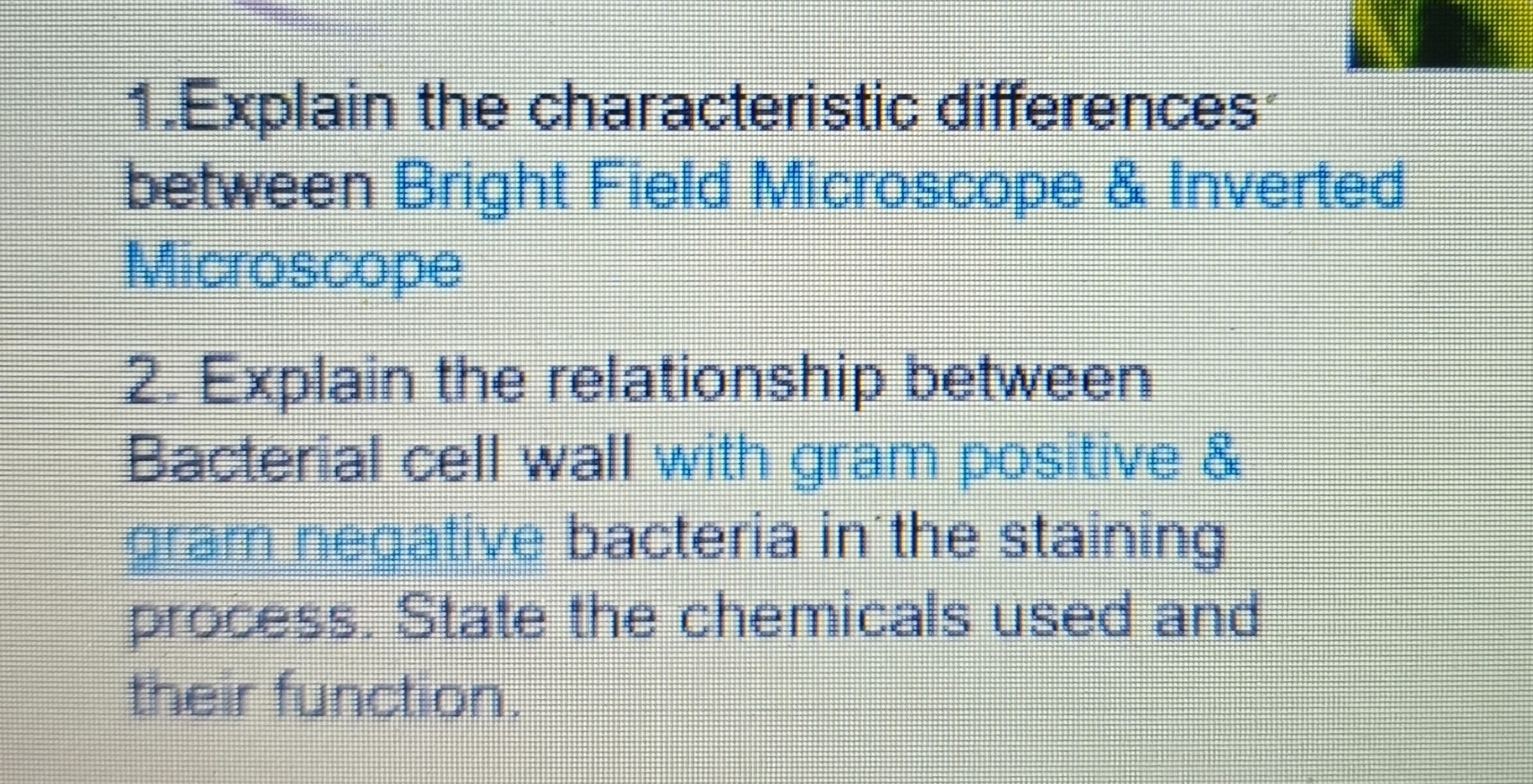 Solved Explain the characteristic differences between Bright | Chegg.com