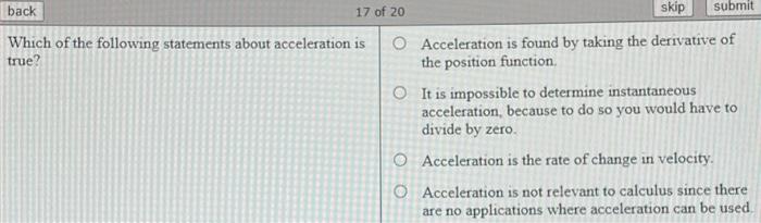 Solved Which of the following statements about acceleration | Chegg.com