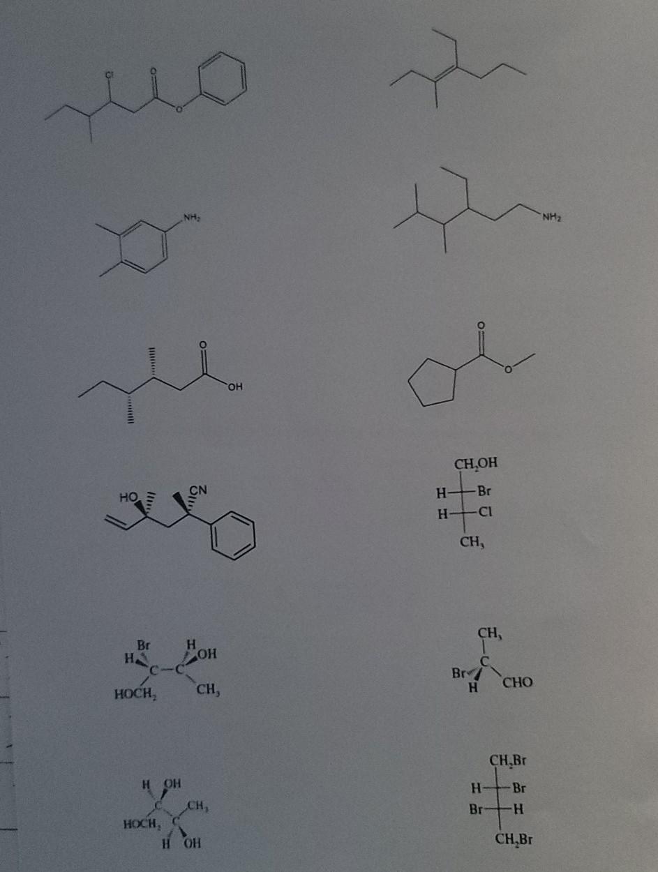 Solved 13. Name each of the following structures using rules | Chegg.com