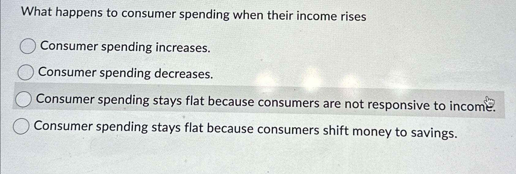 Solved What happens to consumer spending when their income | Chegg.com