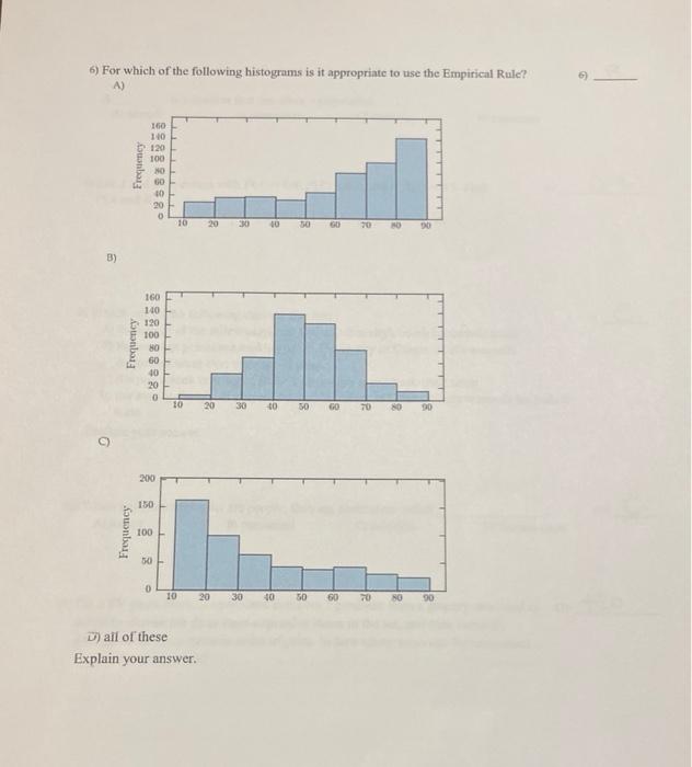 Solved 6) For which of the following histograms is it | Chegg.com