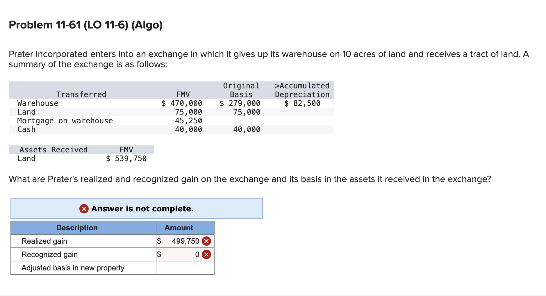 Solved Problem 11-61 (LO 11-6) (Algo)Prater Incorporated | Chegg.com