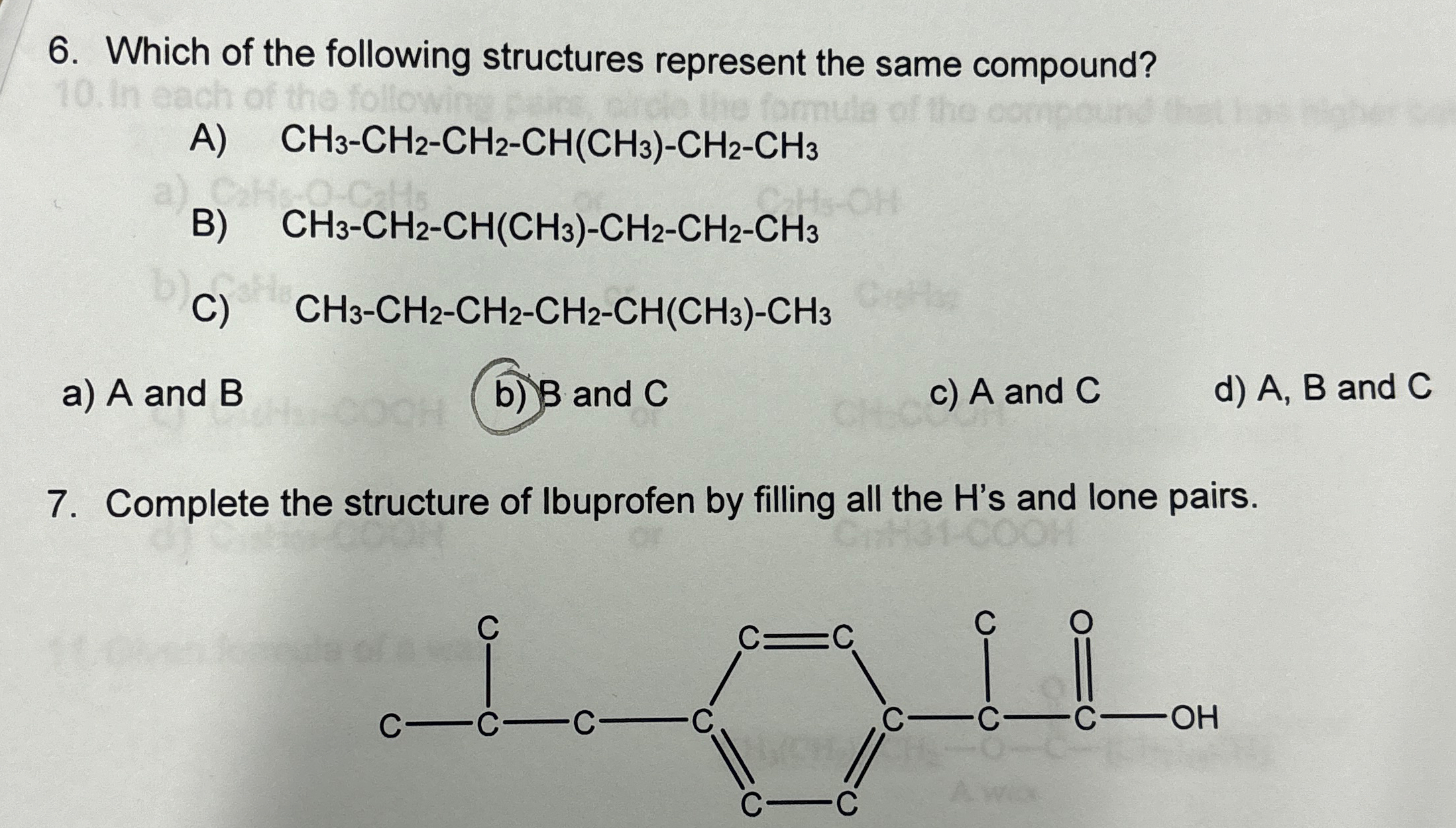 Solved Which of the following structures represent the same | Chegg.com