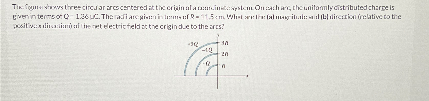 The figure shows three circular arcs centered at the | Chegg.com