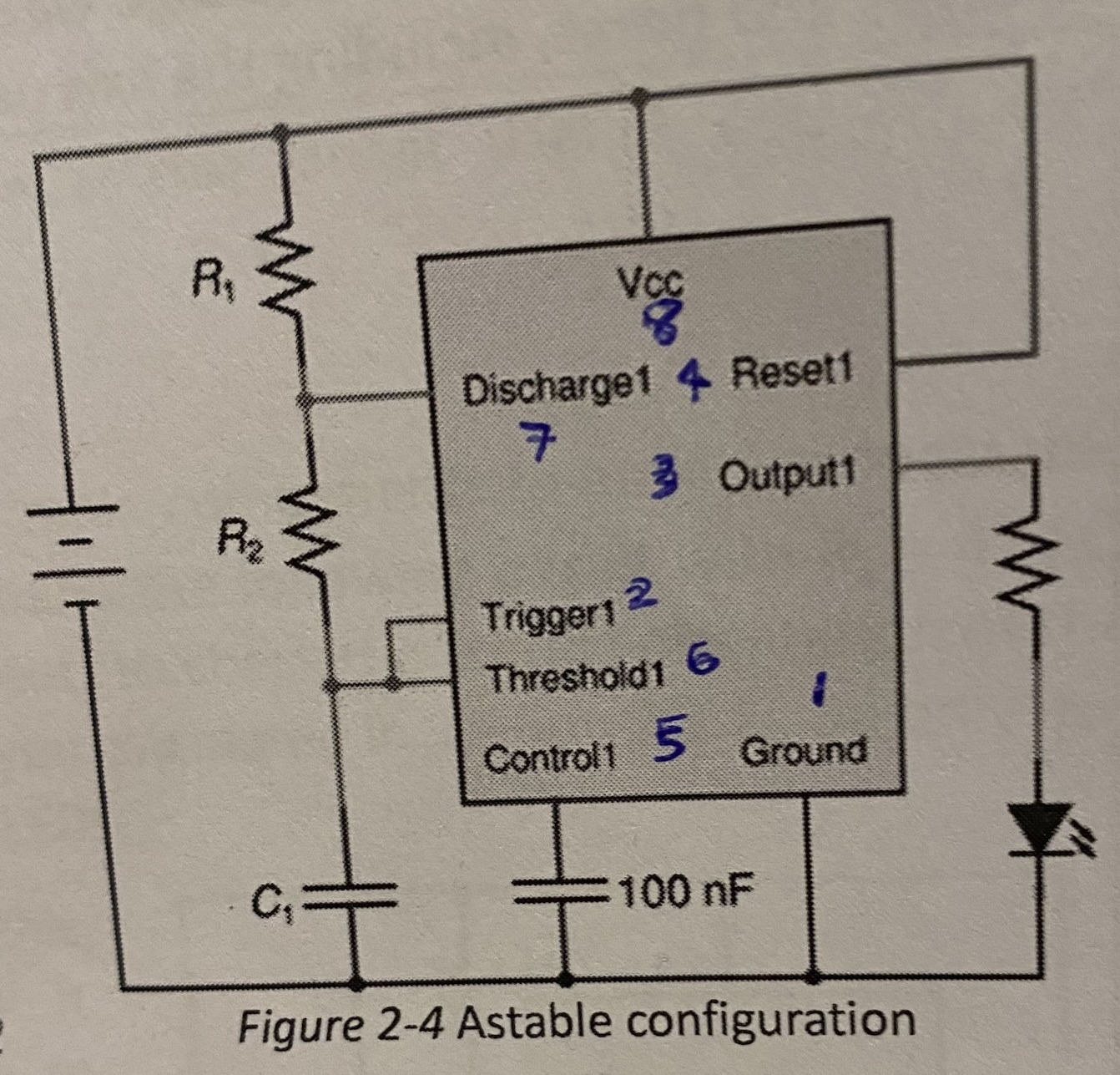 Solved Figure 2-4 ﻿Astable configuration How to build this | Chegg.com