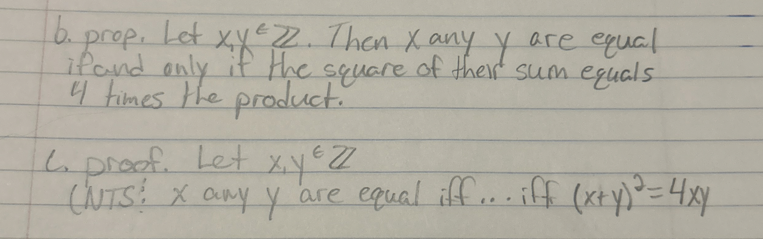 Solved prop. Let x,inZ. Then x ﻿any y ﻿are equalif and only | Chegg.com