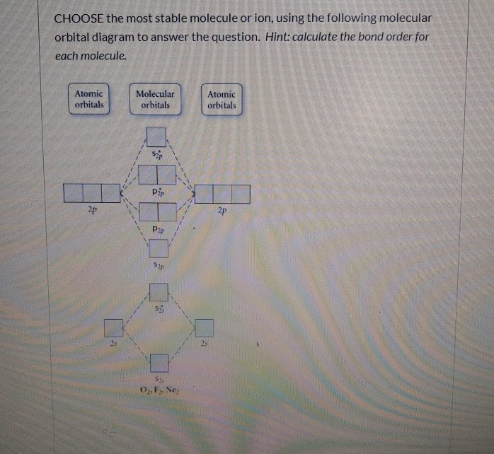 Solved CHOOSE the most stable molecule or ion, using the | Chegg.com