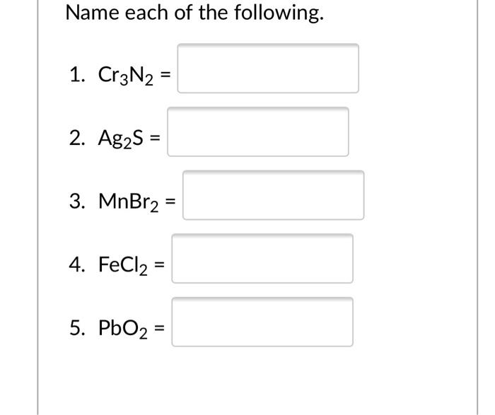 Solved Name each of the following: 1. LICI = 2. AlBr3 = 3. | Chegg.com