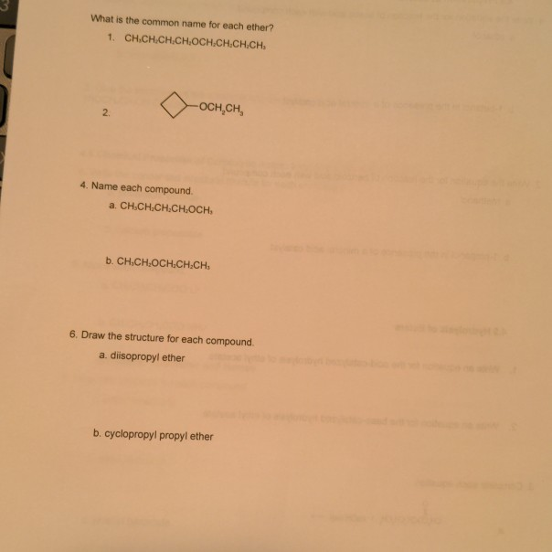 Solved 3 What is the common name for each ether? 1. | Chegg.com