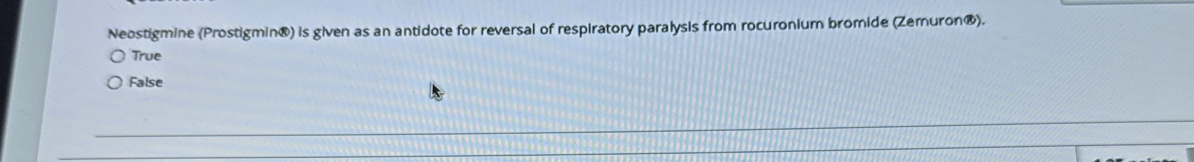 Solved Neostigmine (Prostigmin*) ﻿is given as an antidote | Chegg.com