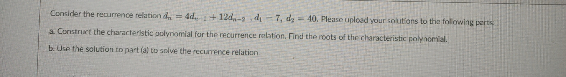 Solved Consider the recurrence relation | Chegg.com