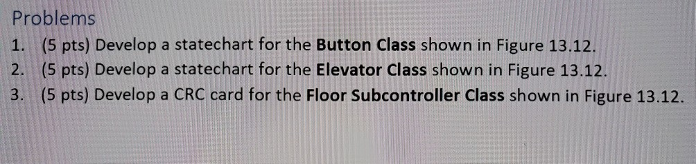 Solved Problems 1. (5 pts) Develop a statechart for the | Chegg.com