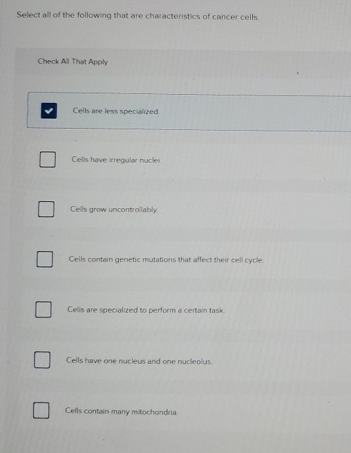 Solved Select all of the following that are characteristics | Chegg.com