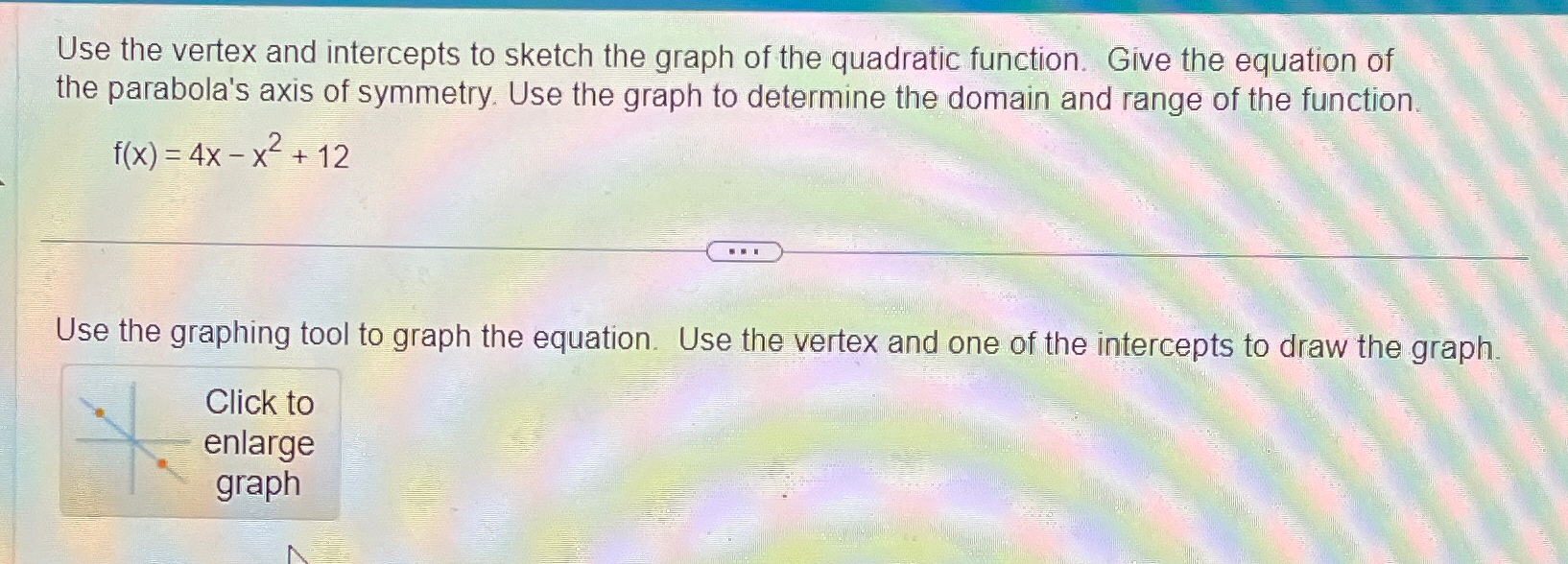 Solved Use the vertex and intercepts to sketch the graph of | Chegg.com
