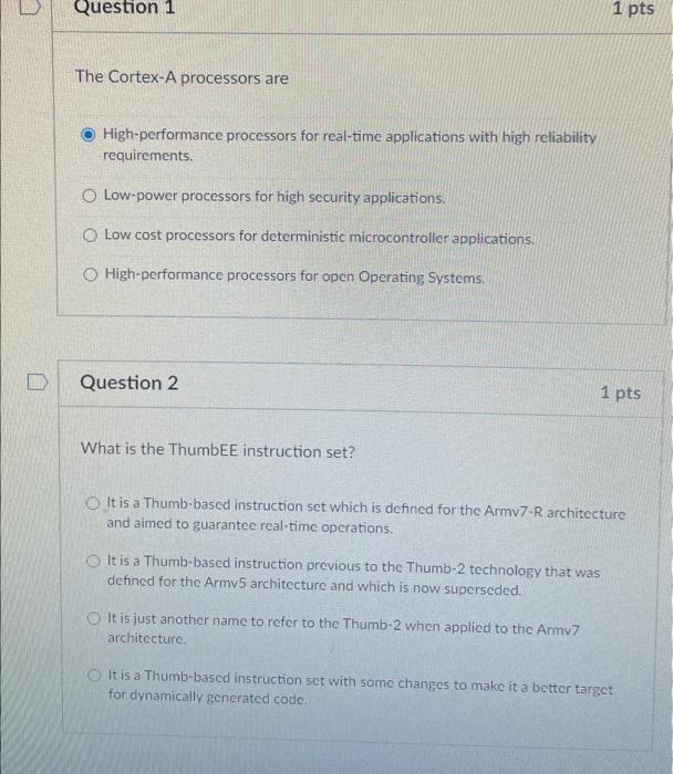 Solved The Cortex-A processors are High-performance | Chegg.com