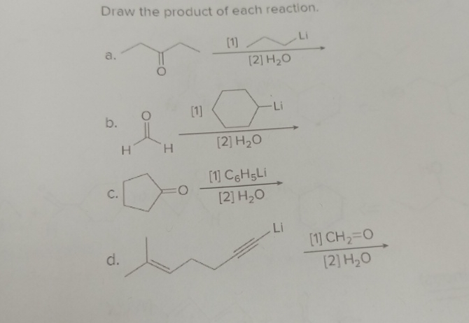 Solved Draw the product of each reaction.a.b.c.d. | Chegg.com