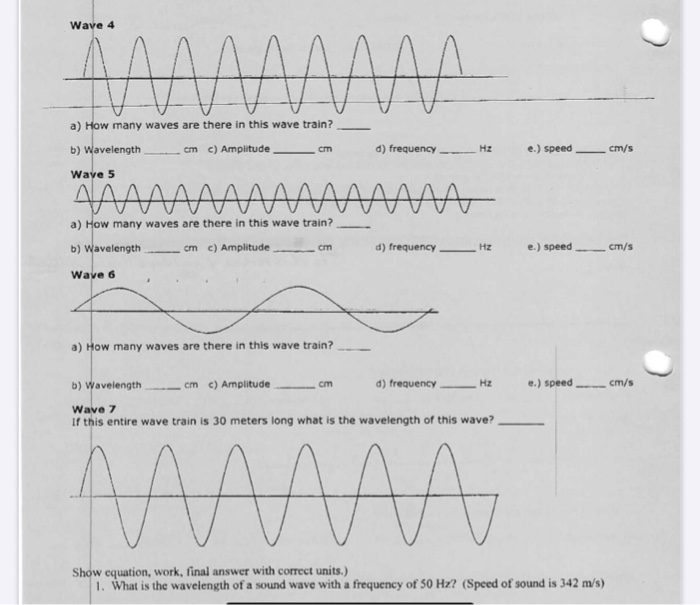 Solved One full wave (cycle) Wave train - two or more waves | Chegg.com