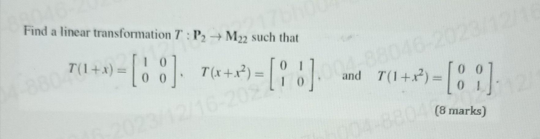 Solved Subject - Linear Algebra and Optimization Find a | Chegg.com