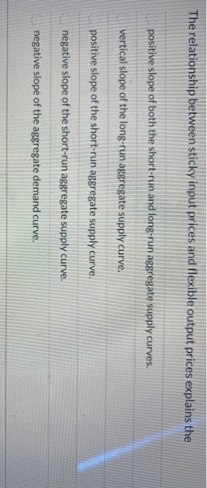 Solved The relationship between sticky input prices and | Chegg.com