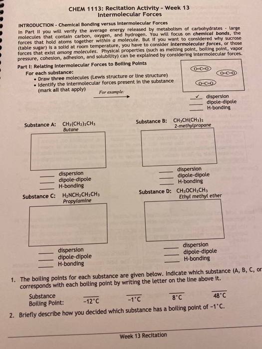 Solved CHEM 1113: Recitation Activity - Week 13 | Chegg.com