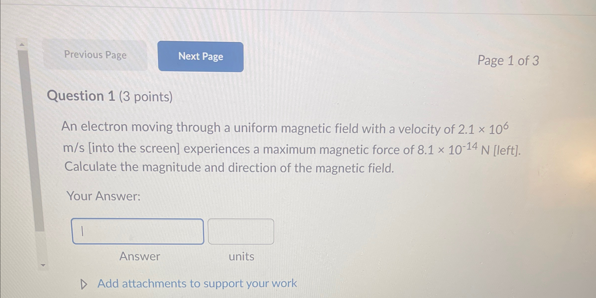 Solved Previous PagePage 1 ﻿of 3Question 1 (3 ﻿points)An | Chegg.com