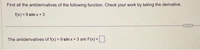 Solved Find all the antiderivatives of the following | Chegg.com