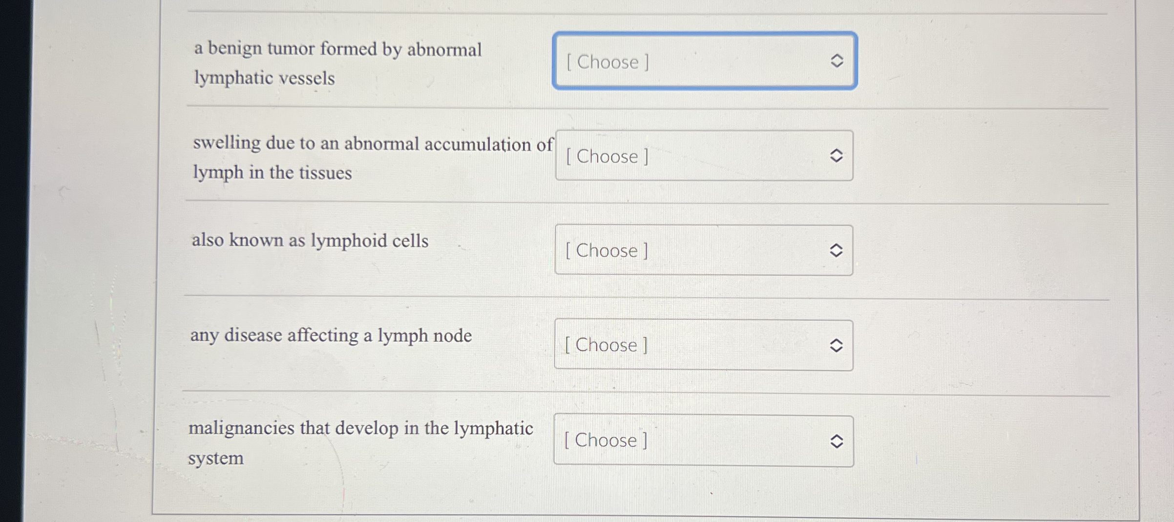 Solved a benign tumor formed by abnormal lymphatic | Chegg.com