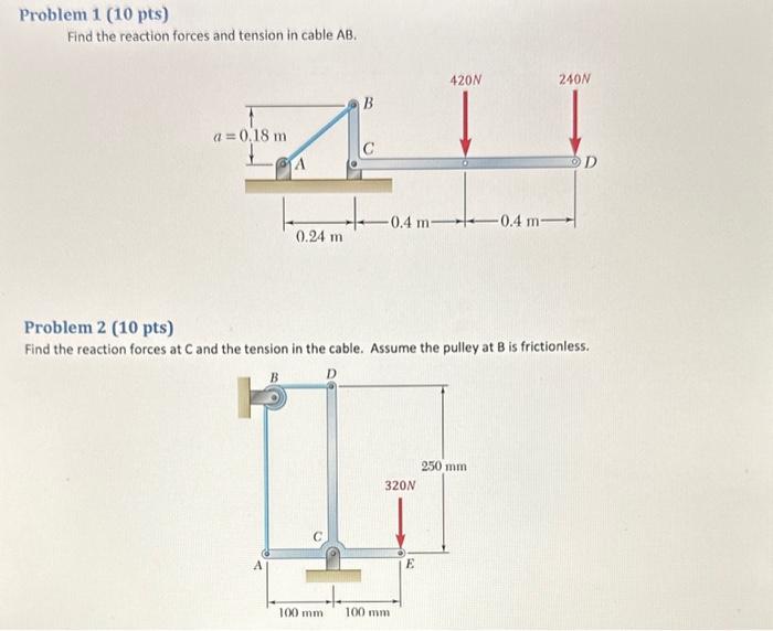 Solved Problem 1 (10 pts) Find the reaction forces and | Chegg.com