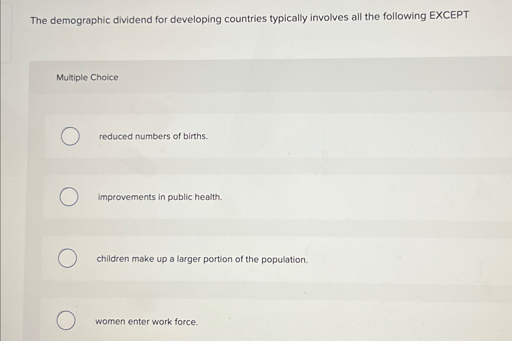 Solved The demographic dividend for developing countries | Chegg.com