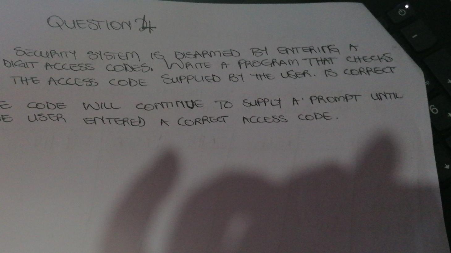 Solved Write a program that checks if the 4 digit access | Chegg.com