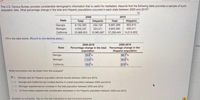 Solved The U.S. Census Bureau provides considerable | Chegg.com